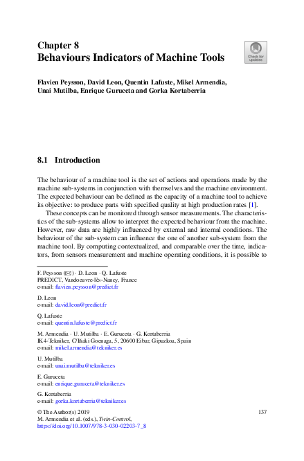 (PDF) Behaviours Indicators of Machine Tools