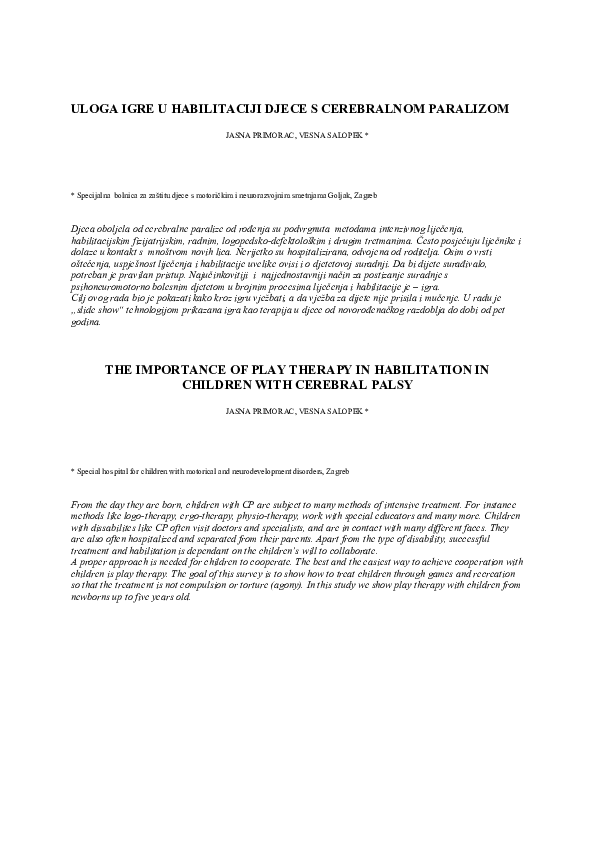 DOC The Importance Of Play Therapy In Habilitation In Children With doc-the-importance-of-play-therapy-in-habilitation-in-children-with