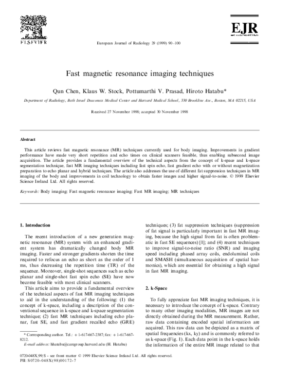 (PDF) Advancements in Fast Magnetic Resonance Imaging Techniques