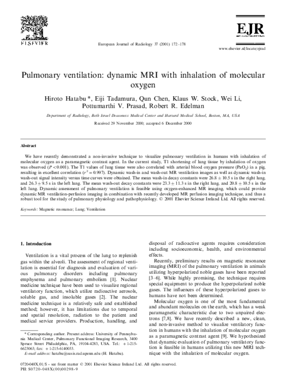(PDF) Pulmonary ventilation: dynamic MRI with inhalation of molecular ...