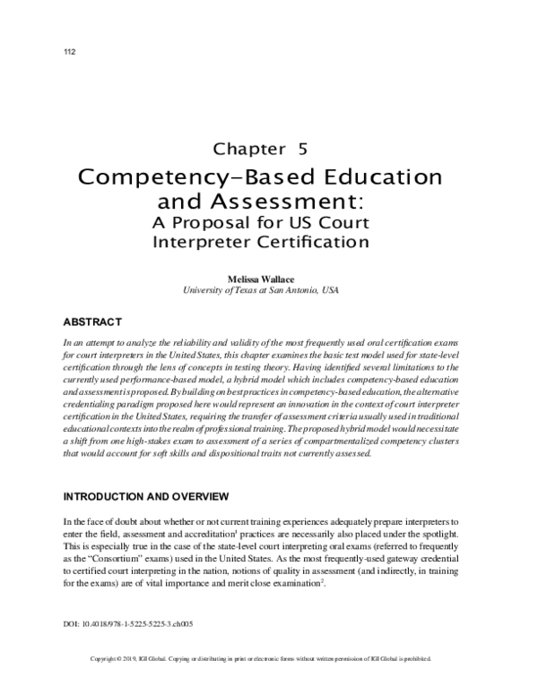 (PDF) Competency-Based Education and Assessment
