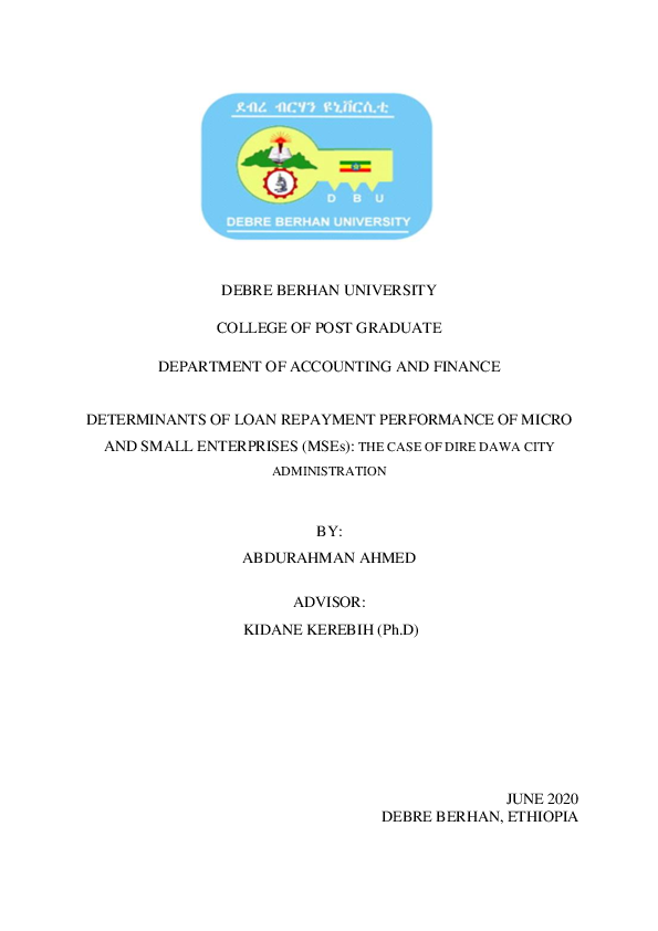 (PDF) DEBRE BERHAN UNIVERSITY COLLEGE OF POST GRADUATE DEPARTMENT OF ...