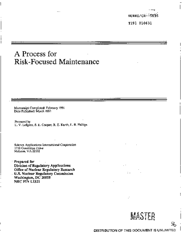 (PDF) A process for risk-focused maintenance