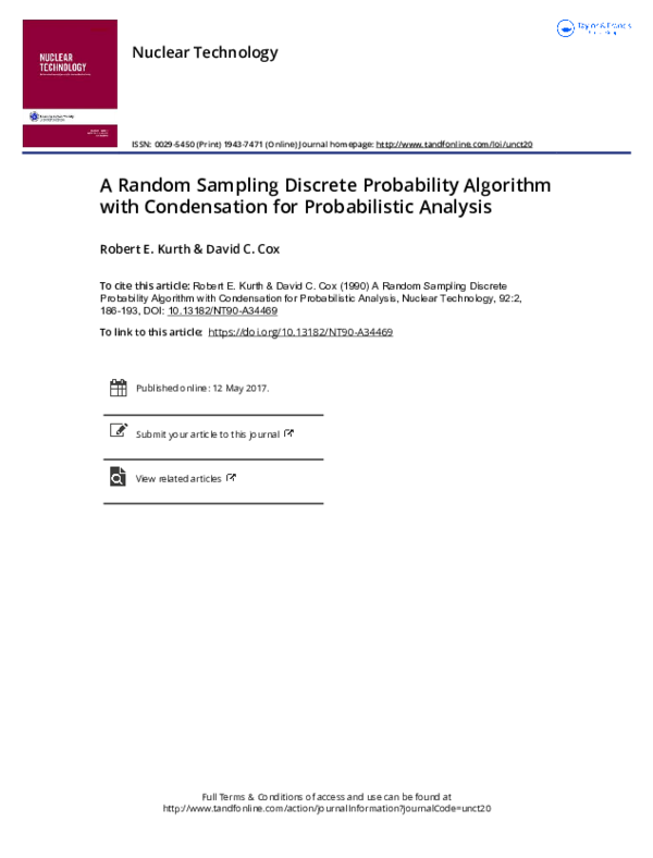 (PDF) A Random Sampling Discrete Probability Algorithm with Condensation for Probabilistic Analysis
