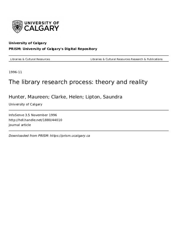 (PDF) The library research process: theory and reality