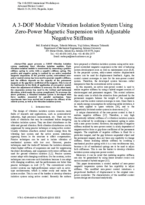 (PDF) A 3-DOF modular vibration isolation system using zero-power ...
