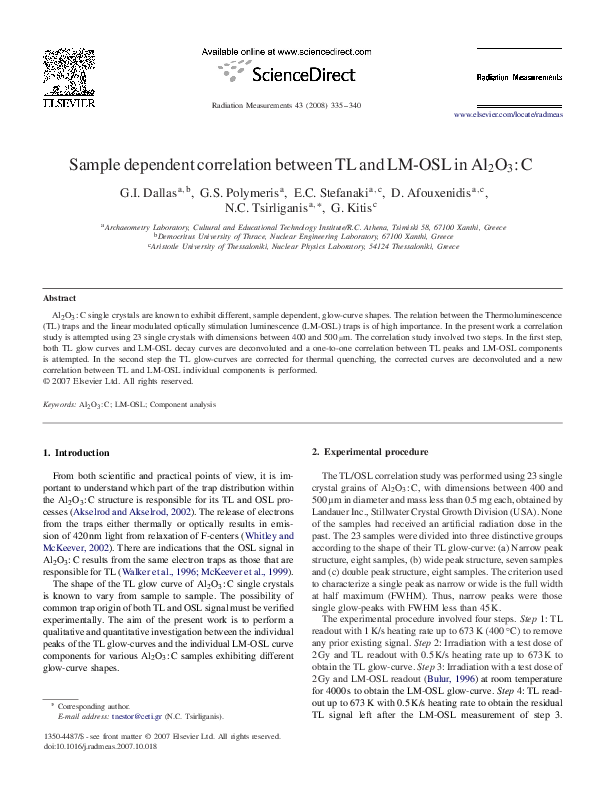 Pdf Sample Dependent Correlation Between Tl And Lm Osl In
