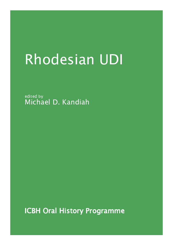 (PDF) Rhodesia UDI Witness Seminar