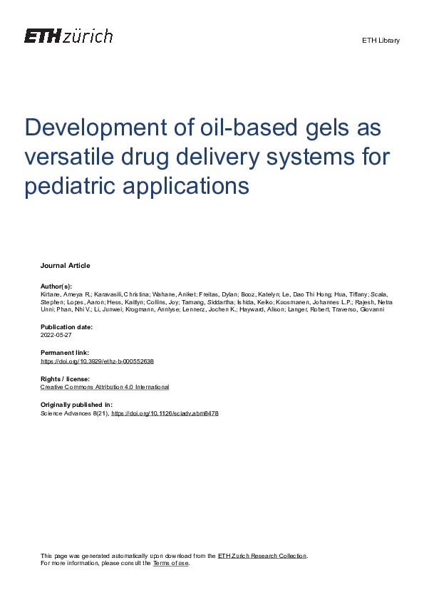 (PDF) Development of oil-based gels as versatile drug delivery systems ...