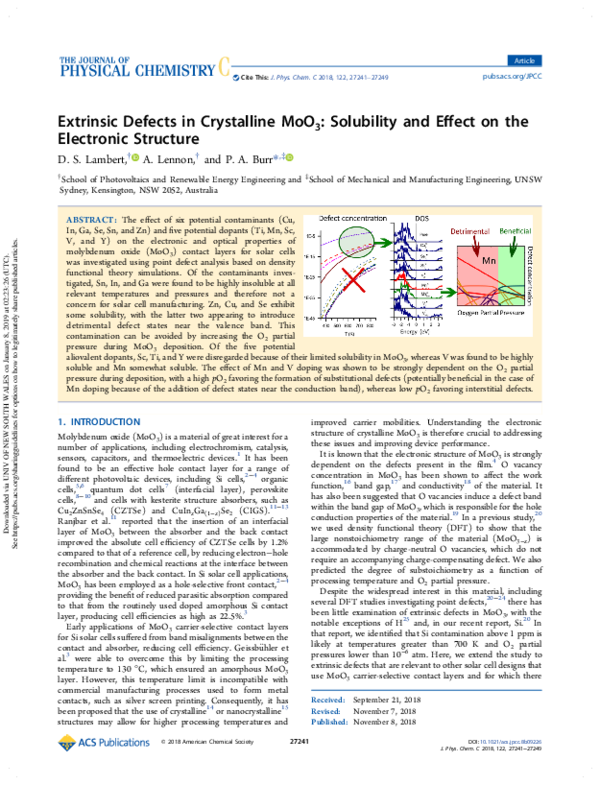 (PDF) Extrinsic Defects in Crystalline MoO3: Solubility and Effect on ...