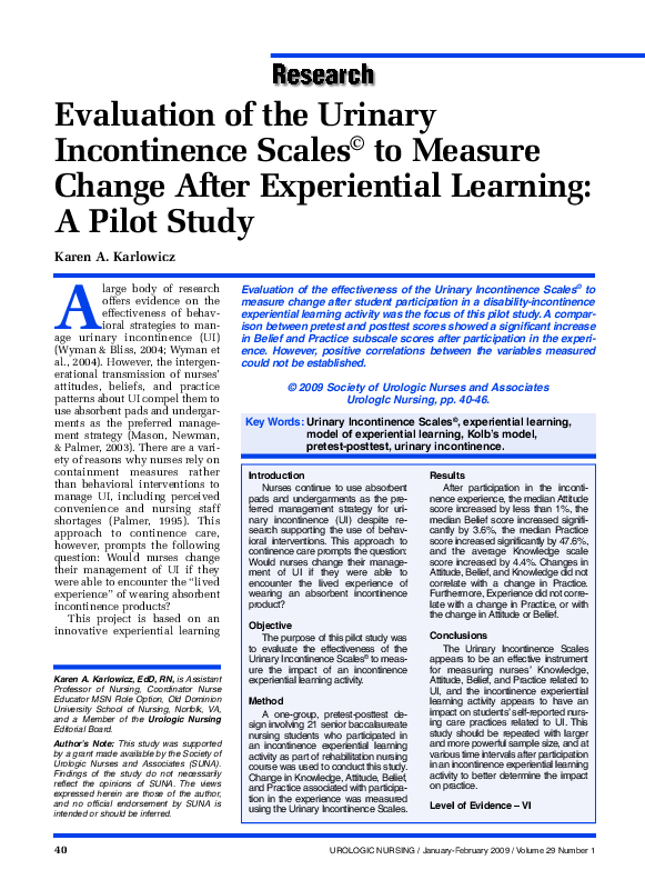 (PDF) Evaluation of the Urinary Incontinence Scales to measure change ...