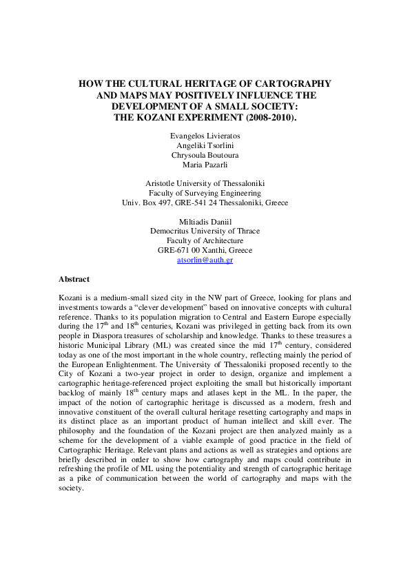 (PDF) How the Cultural Heritage of Cartography and Maps may Positively ...