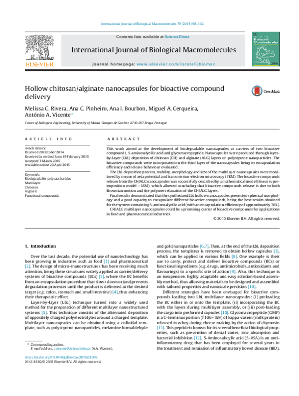 (PDF) Hollow Chitosan/Alginate Nanocapsules for Bioactive Compound delivery