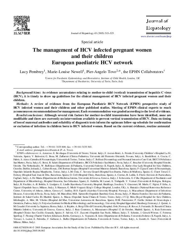 (PDF) The management of HCV infected pregnant women and their children ...