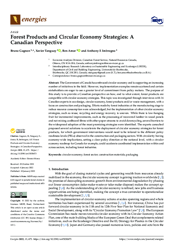 (PDF) Forest Products and Circular Economy Strategies: A Canadian ...