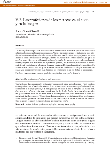 (PDF) The professions of metics in texts and images