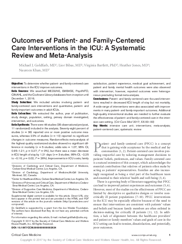 (PDF) Outcomes of Patient- and Family-Centered Care Interventions in ...
