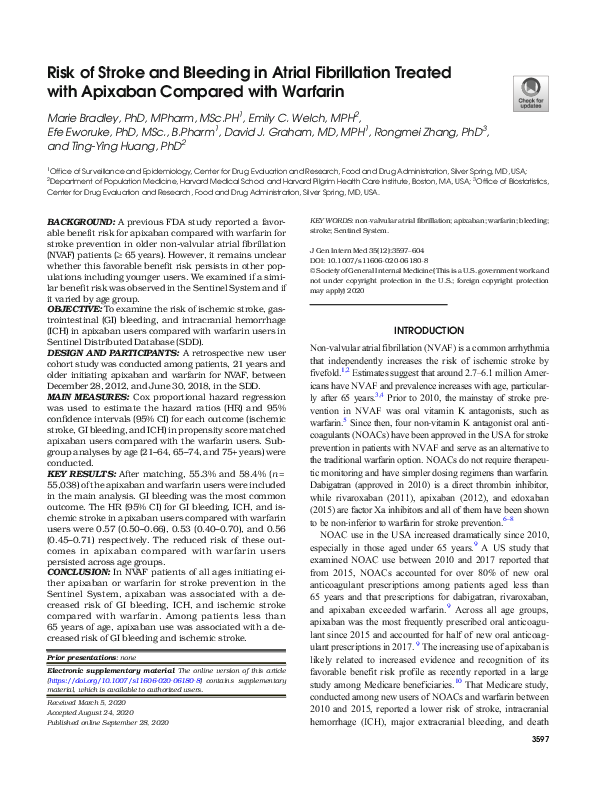 (PDF) Risk of Stroke and Bleeding in Atrial Fibrillation Treated with ...