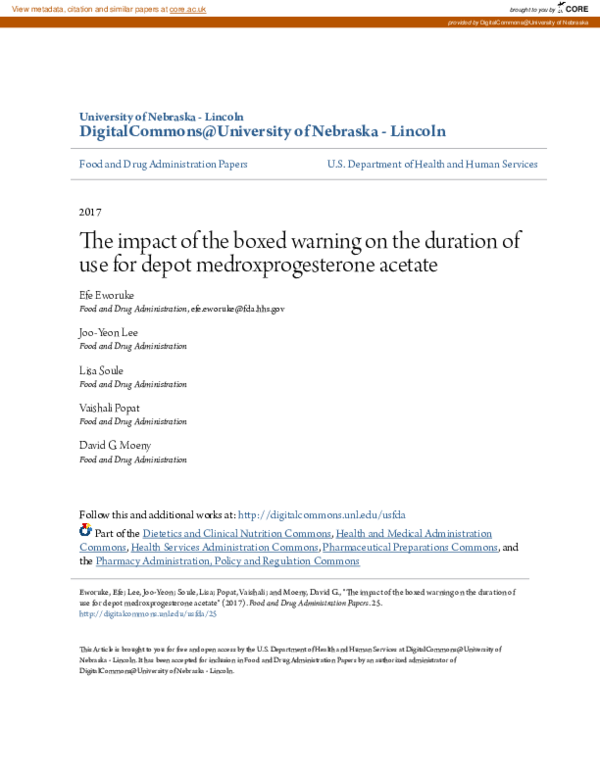 (PDF) Impact of Boxed Warning on DMPA Utilization Duration