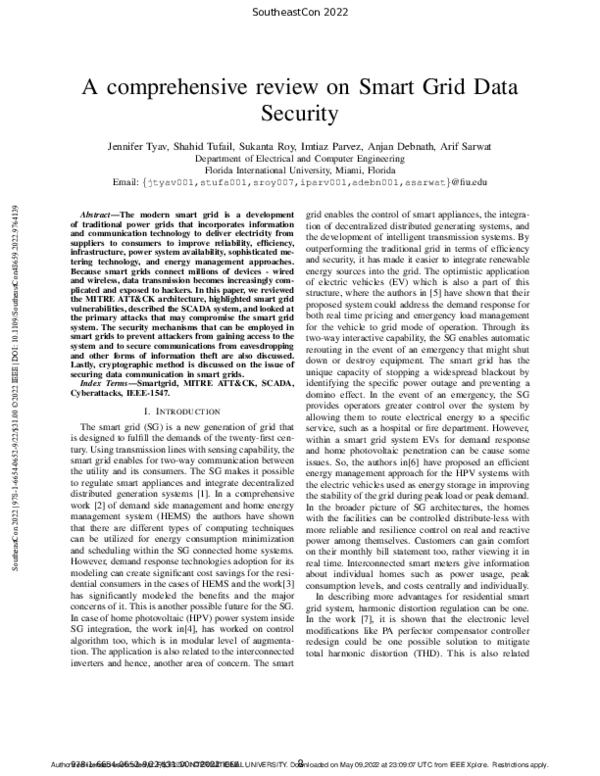 (PDF) A comprehensive review on Smart Grid Data Security