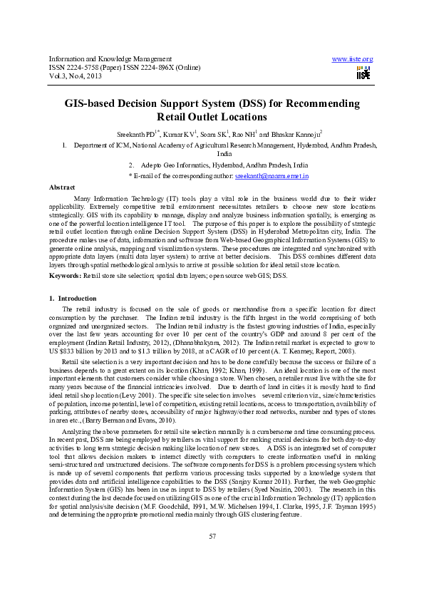 (PDF) GIS-based decision support system (DSS) for recommending retail ... (PDF) GIS-based decision support system (DSS) for recommending retail ...