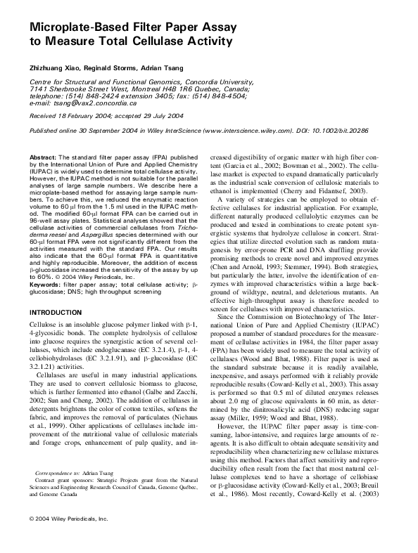 (PDF) Microplate-based filter paper assay to measure total cellulase ...
