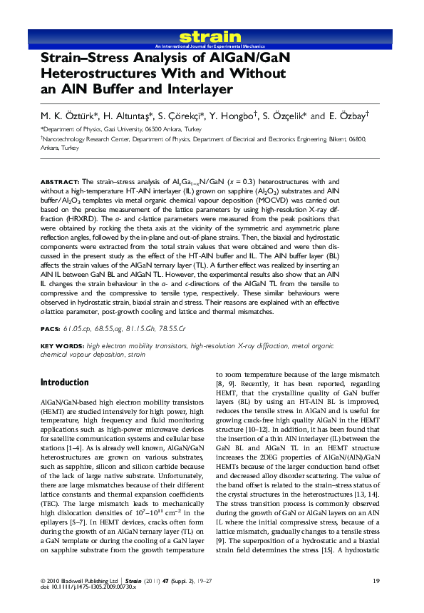 Pdf Strain Stress Analysis Of Algan Gan Heterostructures With And