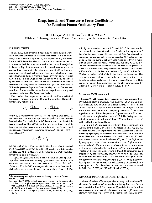 (PDF) Drag, Inertia And Transverse Force Coefficients For Random Planar ...