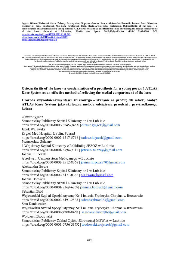 (PDF) Osteoarthritis of the knee - a condemnation of a prosthesis for a ...
