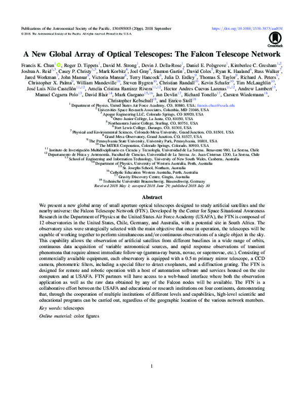 (PDF) A New Global Array of Optical Telescopes: The Falcon Telescope ...