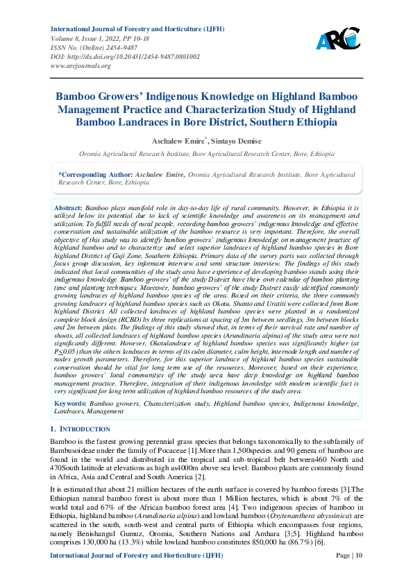 (PDF) Bamboo Growers’ Indigenous Knowledge on Highland Bamboo ...