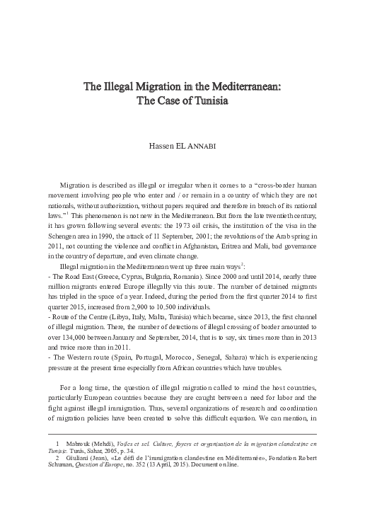 (PDF) The Illegal Migration in the Mediterranean: The Case of Tunisia