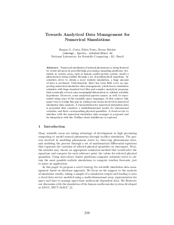 (PDF) Towards Analytical Data Management for Numerical Simulations