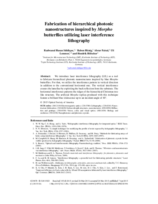 (PDF) Fabrication of hierarchical photonic nanostructures inspired by ...
