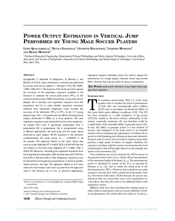 (PDF) Power Output Estimation in Vertical Jump Performed by Young Male ...