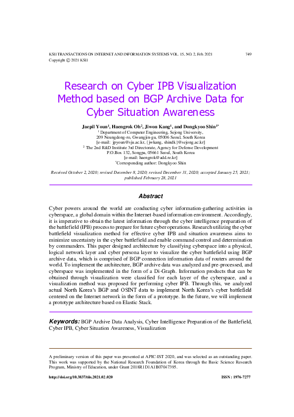 (PDF) Research on Cyber IPB Visualization Method based on BGP Archive Data for Cyber Situation ...