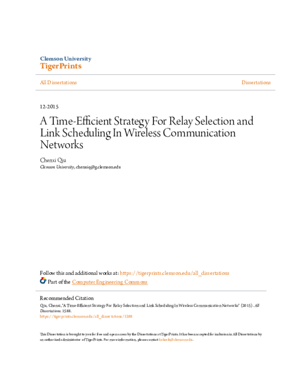 (PDF) A Time-Efficient Strategy For Relay Selection and Link Scheduling In Wireless ...