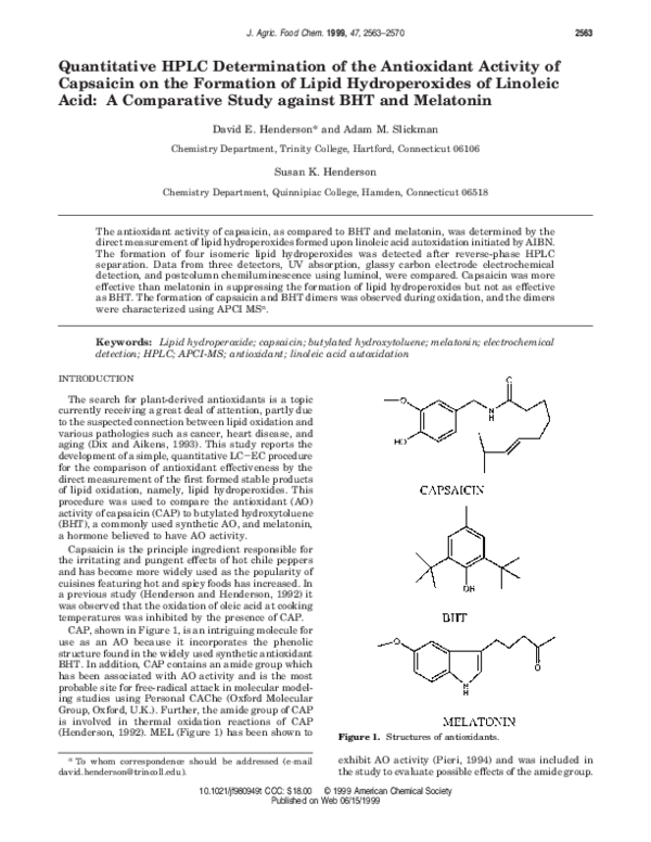 (PDF) Quantitative HPLC Determination of the Antioxidant Activity of Capsaicin on the Formation ...