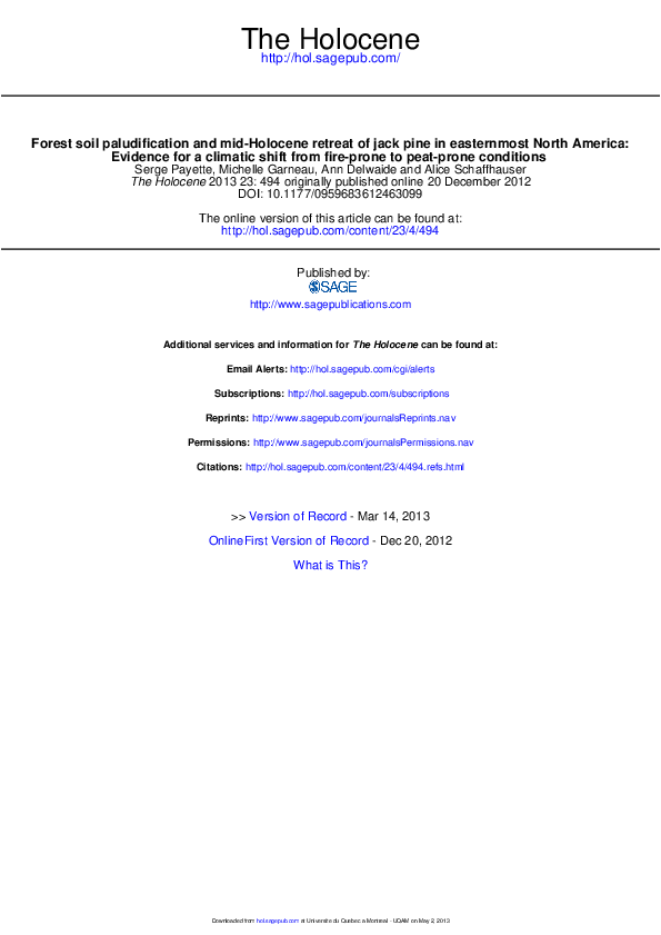 (PDF) Evidence for a climatic shift from fire-prone to peat-prone ...