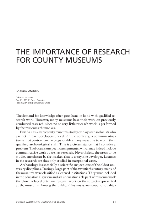 (PDF) Revitalizing Research in County Museums