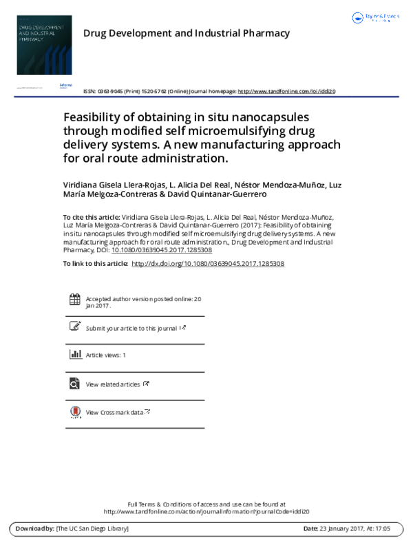 (PDF) Feasibility of obtaining in situ nanocapsules through modified ...