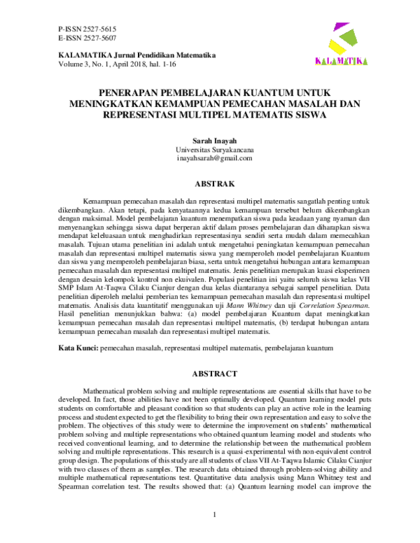 (PDF) Peningkatan Kemampuan Pemecahan Masalah Dan Representasi Multipel Matematis Dengan ...
