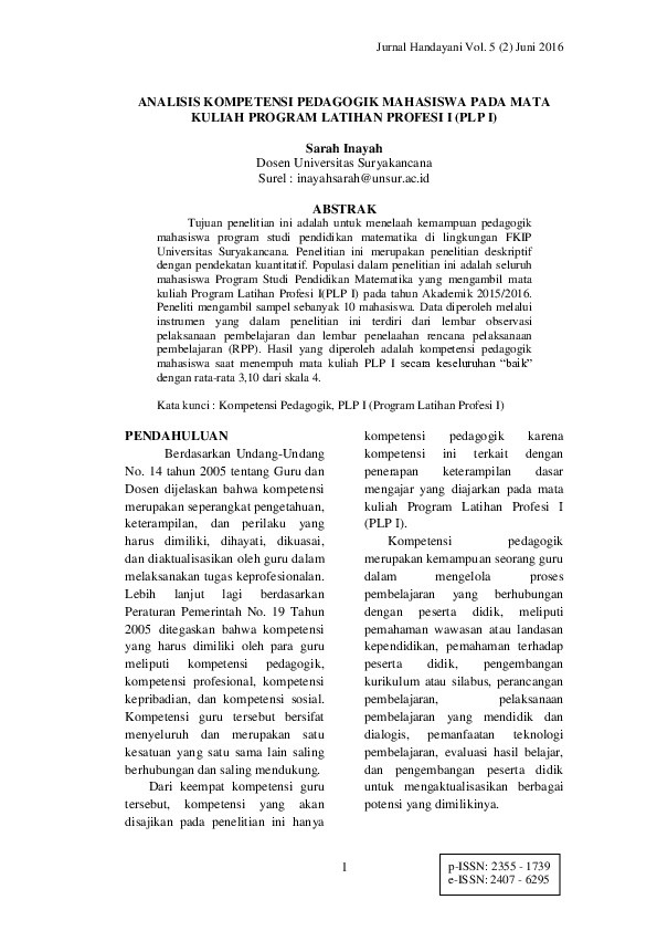 (PDF) Analisis Kompetensi Pedagogik Mahasiswa Pada Mata Kuliah Program ...