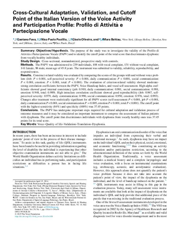 Pdf Cross Cultural Adaptation Validation And Cutoff Values Of The Brazilian Version Of The