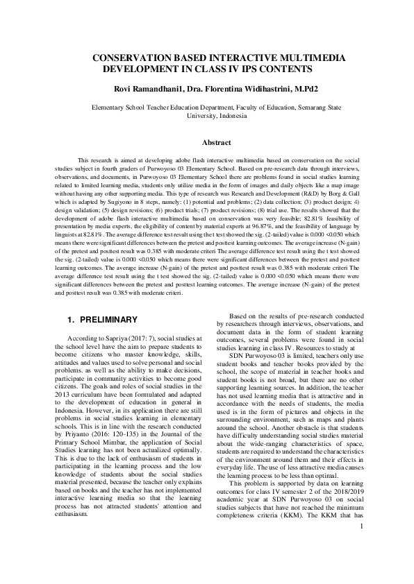 (PDF) Conservation Based Interactive Multimedia Development in Class IV Ips Contents