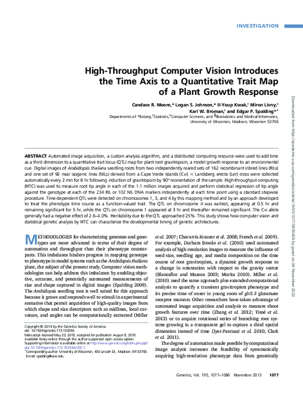 Pdf High Throughput Computer Vision Introduces The Time Axis To A Quantitative Trait Map Of A