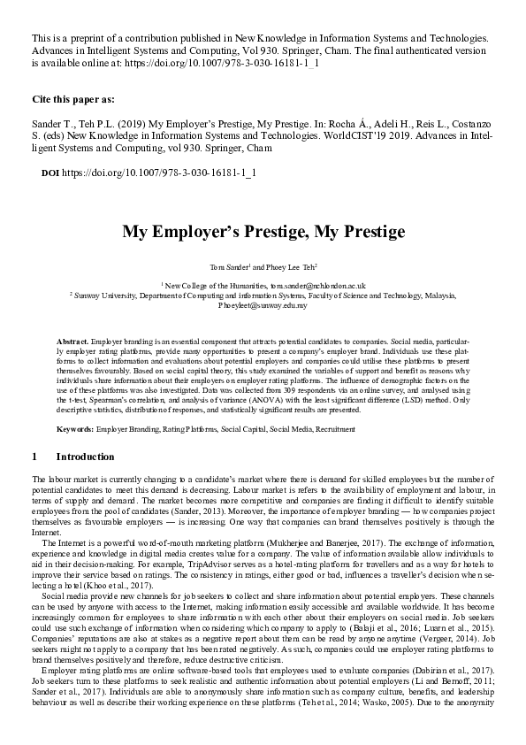 (PDF) My Employer’s Prestige, My Prestige