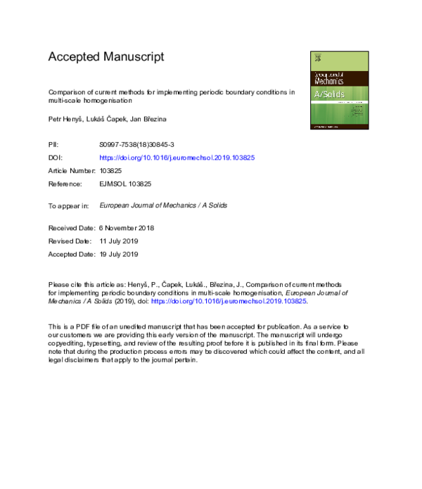 Pdf Comparison Of Current Methods For Implementing Periodic Boundary Conditions In Multi Scale