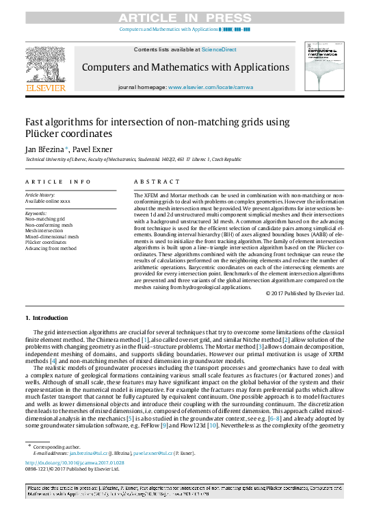 Pdf Fast Algorithms For Intersection Of Non Matching Grids Using