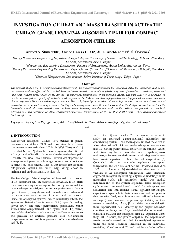 (PDF) Investigation of Heat and Mass Transfer in Activated Carbon ...